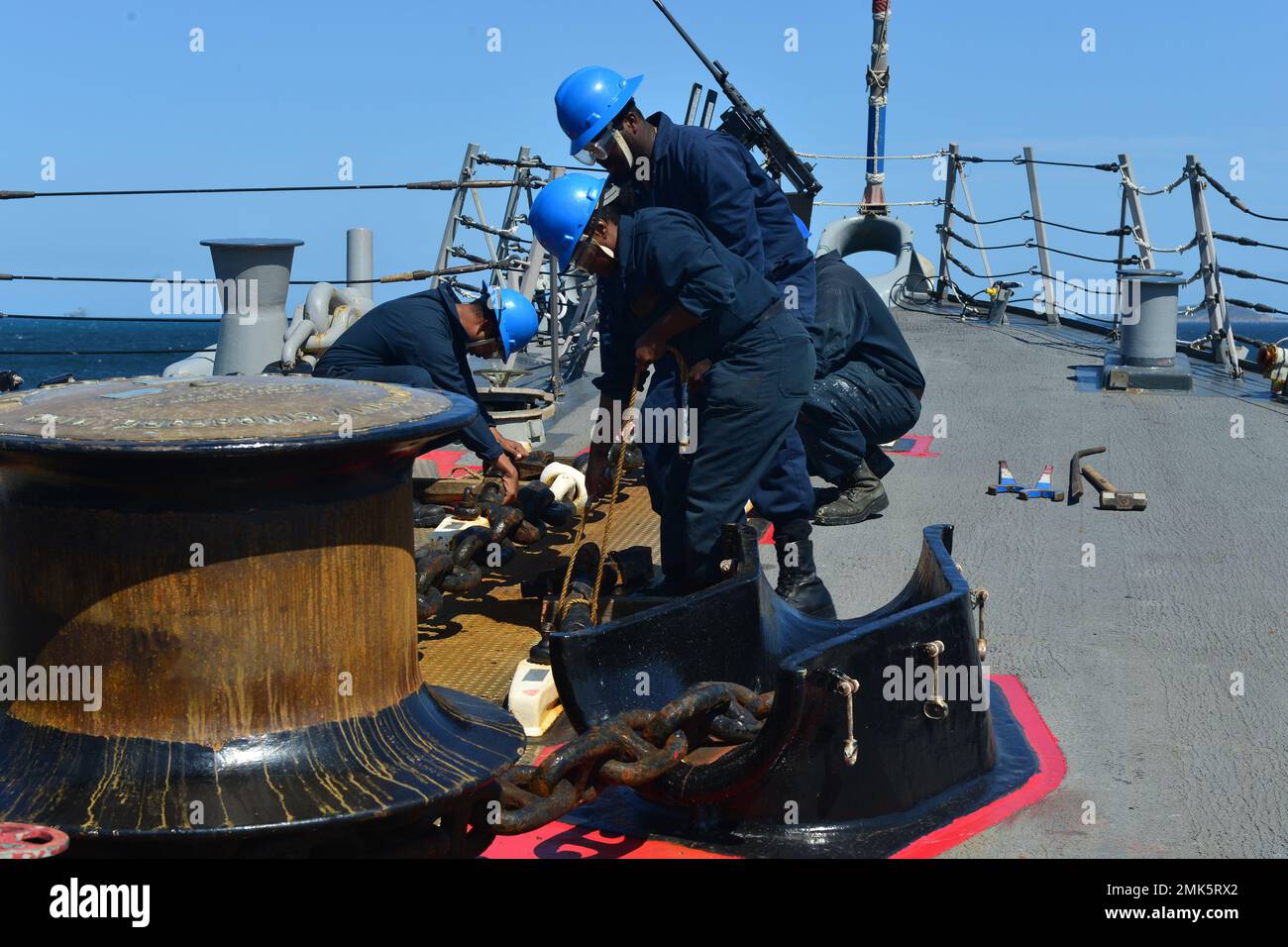 RIO DE JANEIRO (Sept. 6, 2022) Sailors secure an anchor during a sea ...