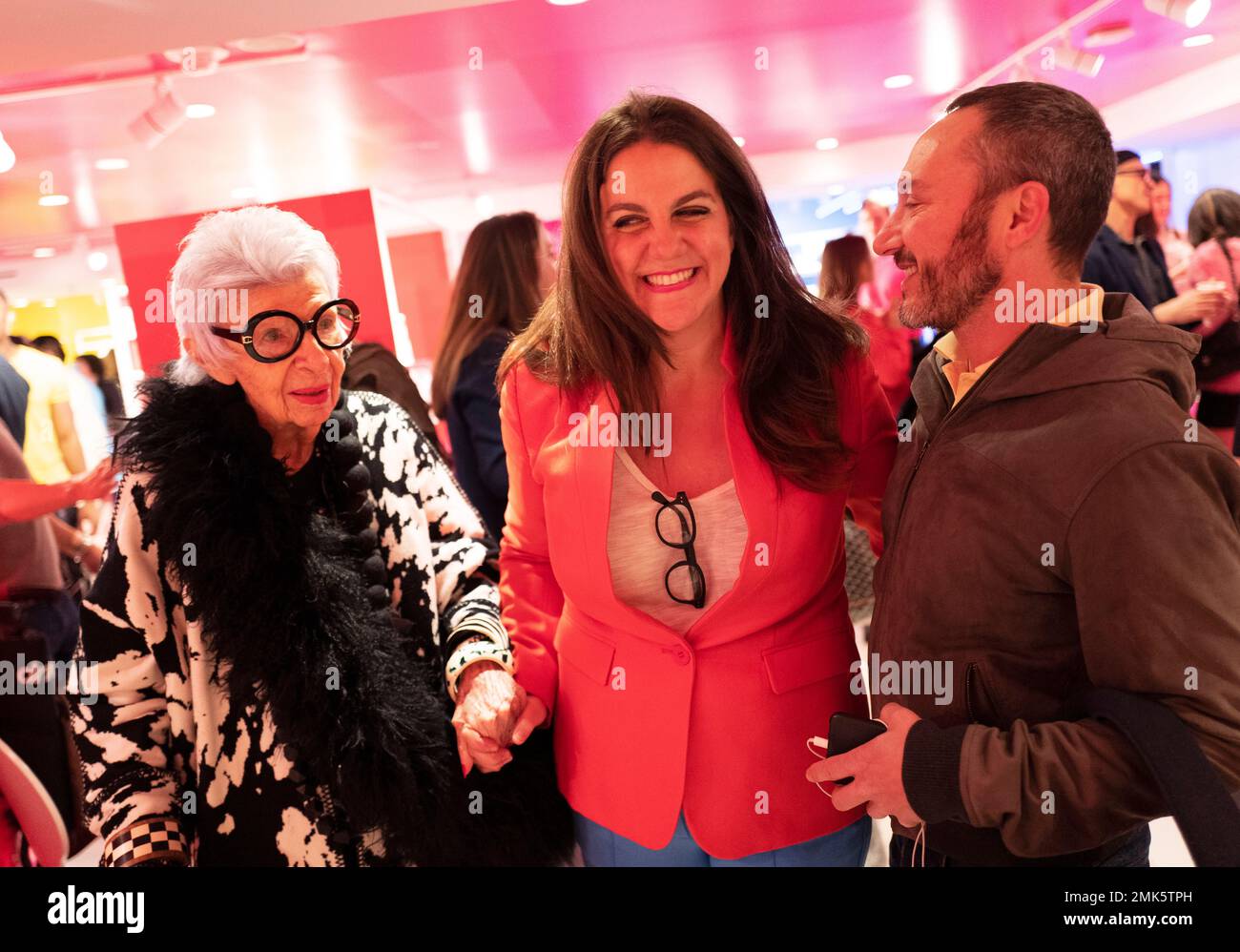 Rachel Shechtman, center, founder of Story, leads model Iris Apfel ...