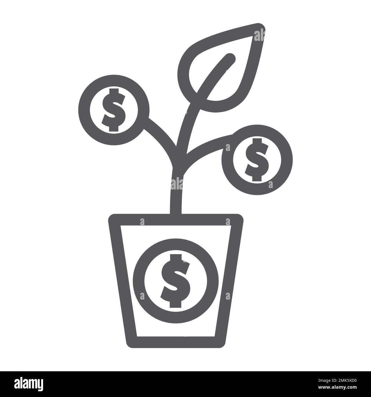 Money tree line icon, currency and growth, finance plant sign, vector ...