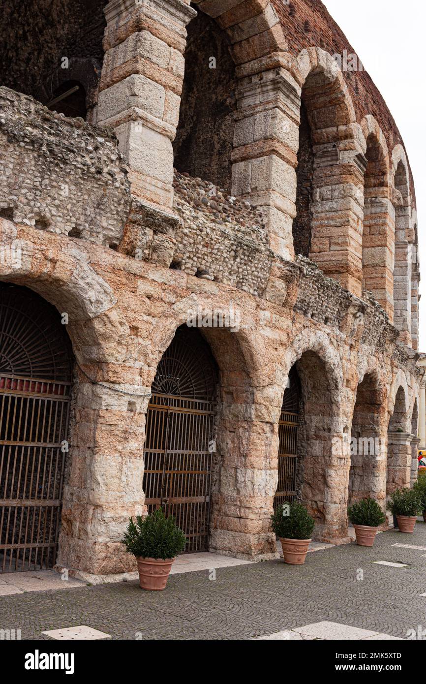 A panoramic view from below of Verona Arena, showcasing its iconic ...