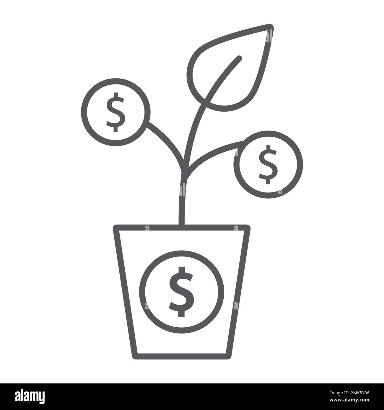 Money tree thin line icon, currency and growth, finance plant sign ...