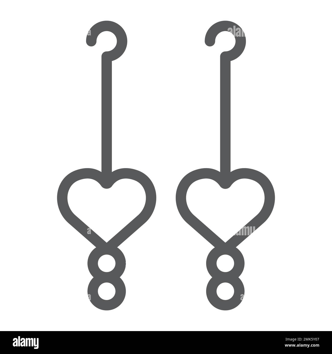 Heart earrings line icon, love and jewelry, jewel sign, vector graphics ...