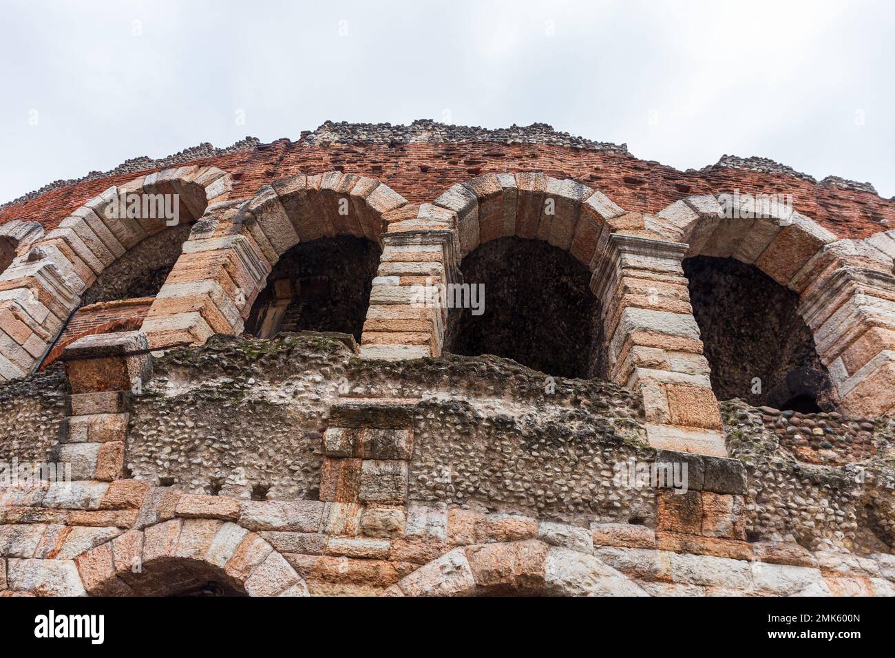 A panoramic view from below of Verona Arena, showcasing its iconic ...