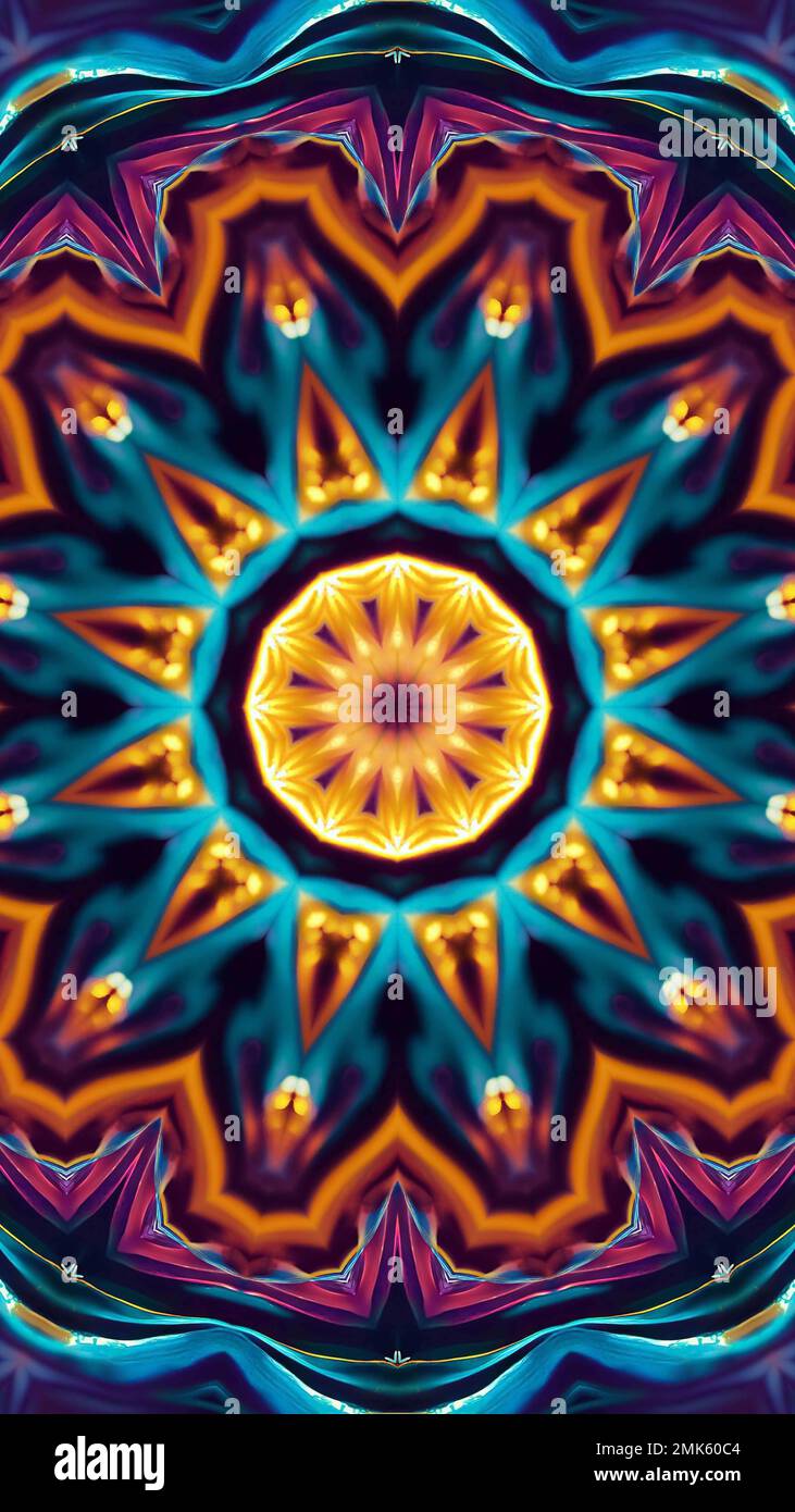 Abstract ancient geometric mystic background, colorful digital art ...