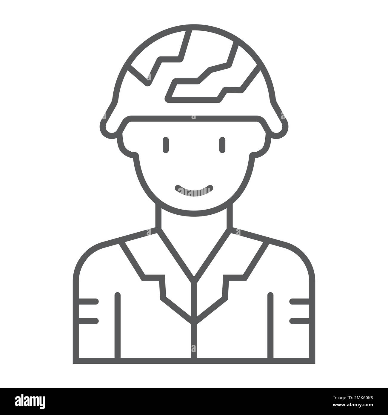 Soldier thin line icon, military and army, warrior sign, vector ...