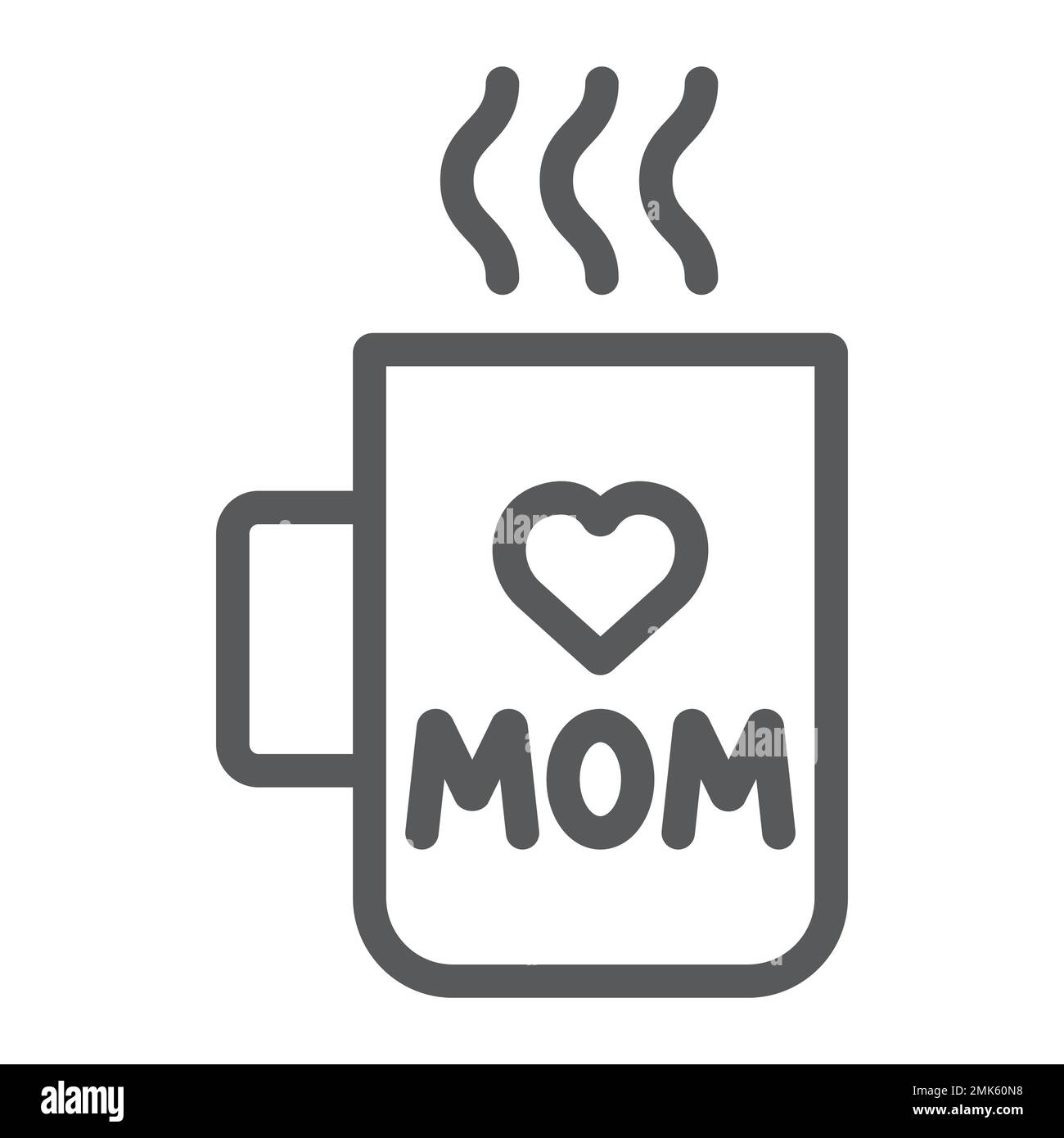 Mom cup line icon, love and utensil, inscription on mug sign, vector ...
