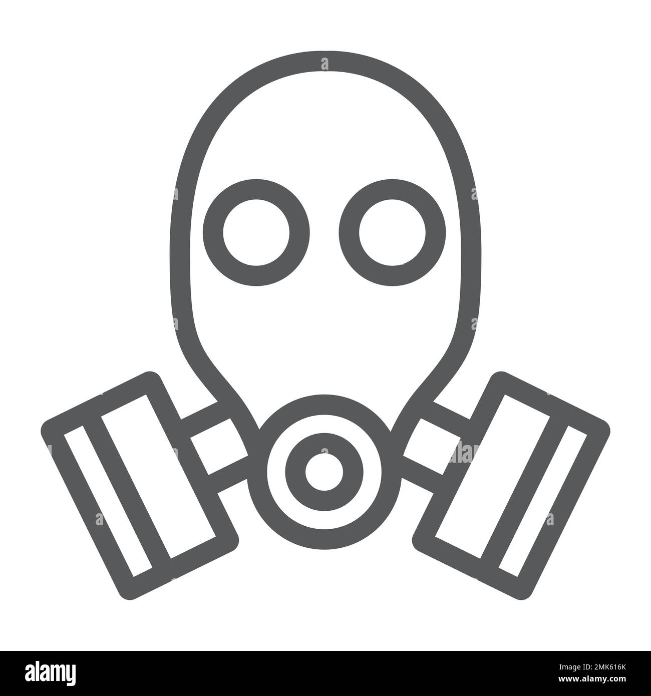 Gas mask line icon, defense and army, respirator sign, vector graphics ...