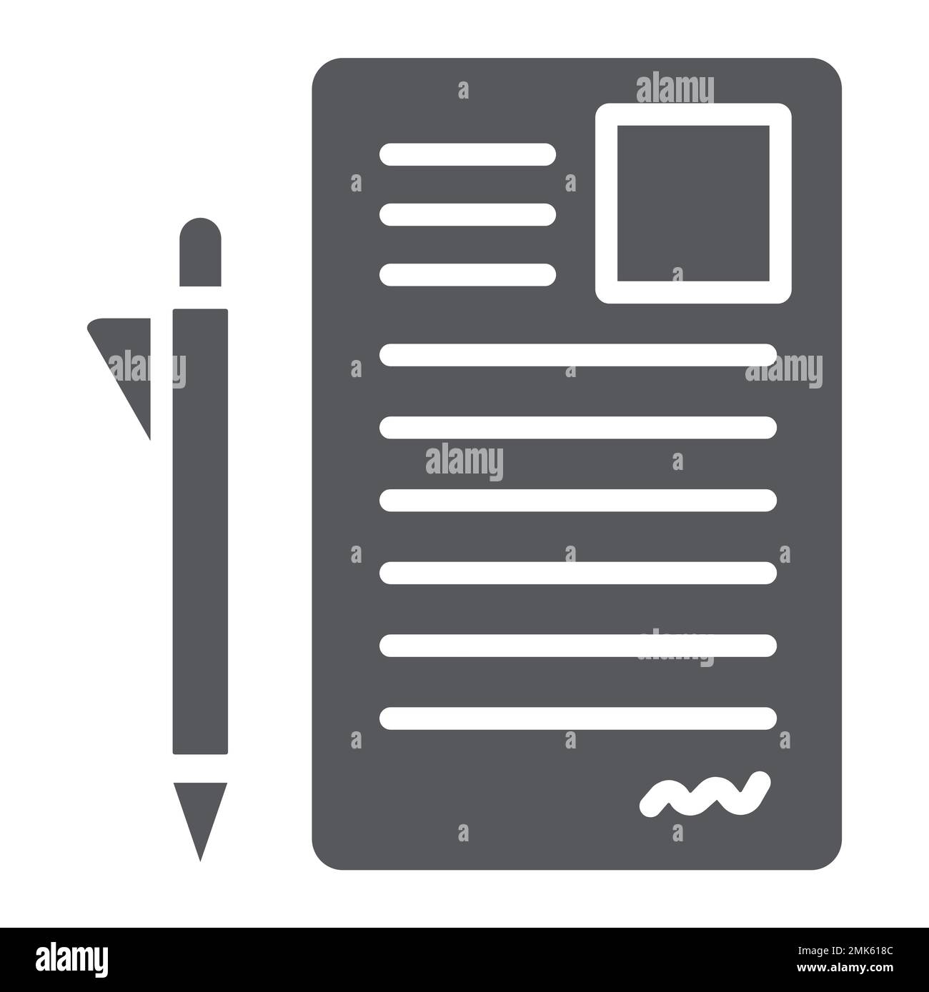Document and pen glyph icon, office and paper, sign form sign, vector ...