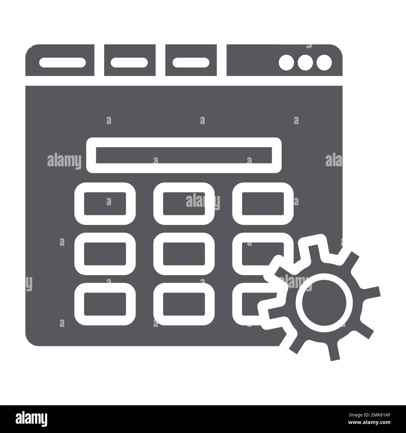 Website setup glyph icon, setting and service, gear and browser sign, vector graphics, a solid ...