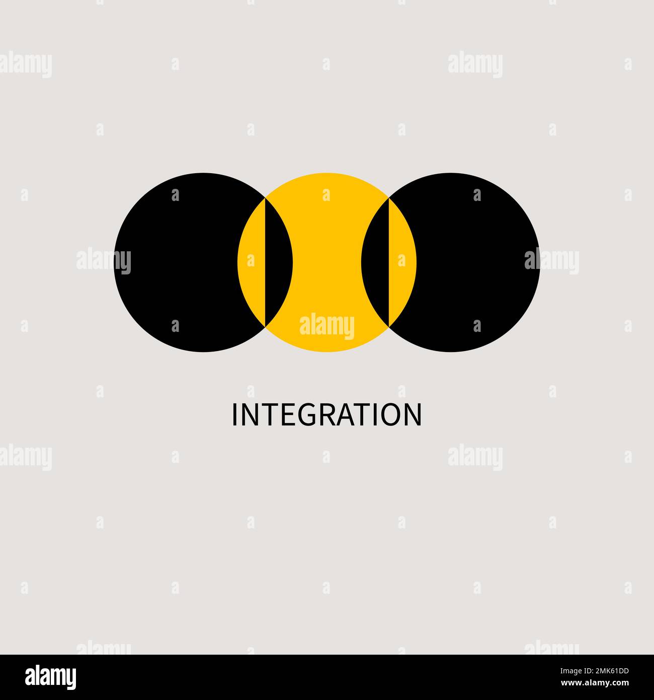 Integration abstract logo, three circles. Round business icon ...