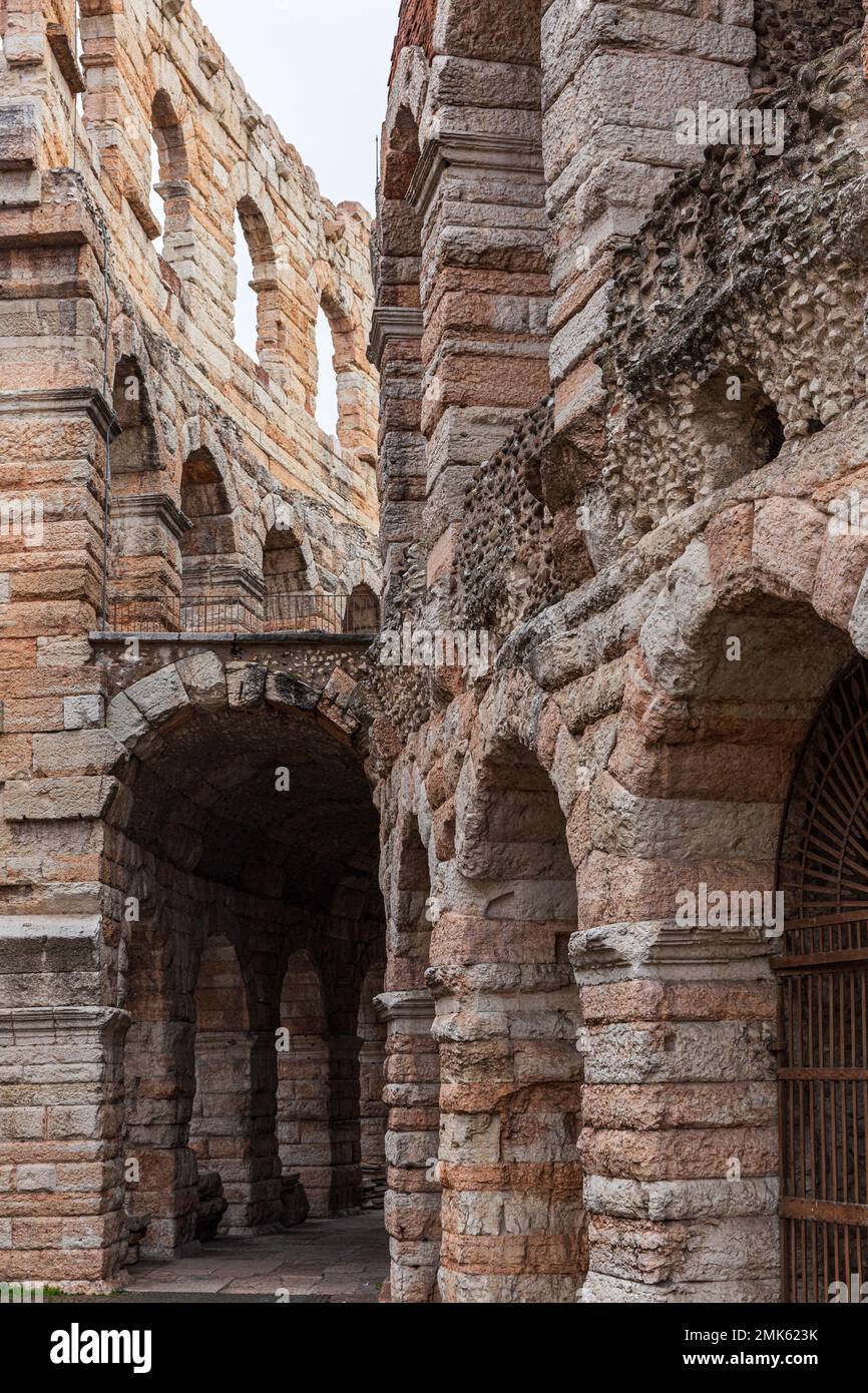 A panoramic view from below of Verona Arena, showcasing its iconic ...
