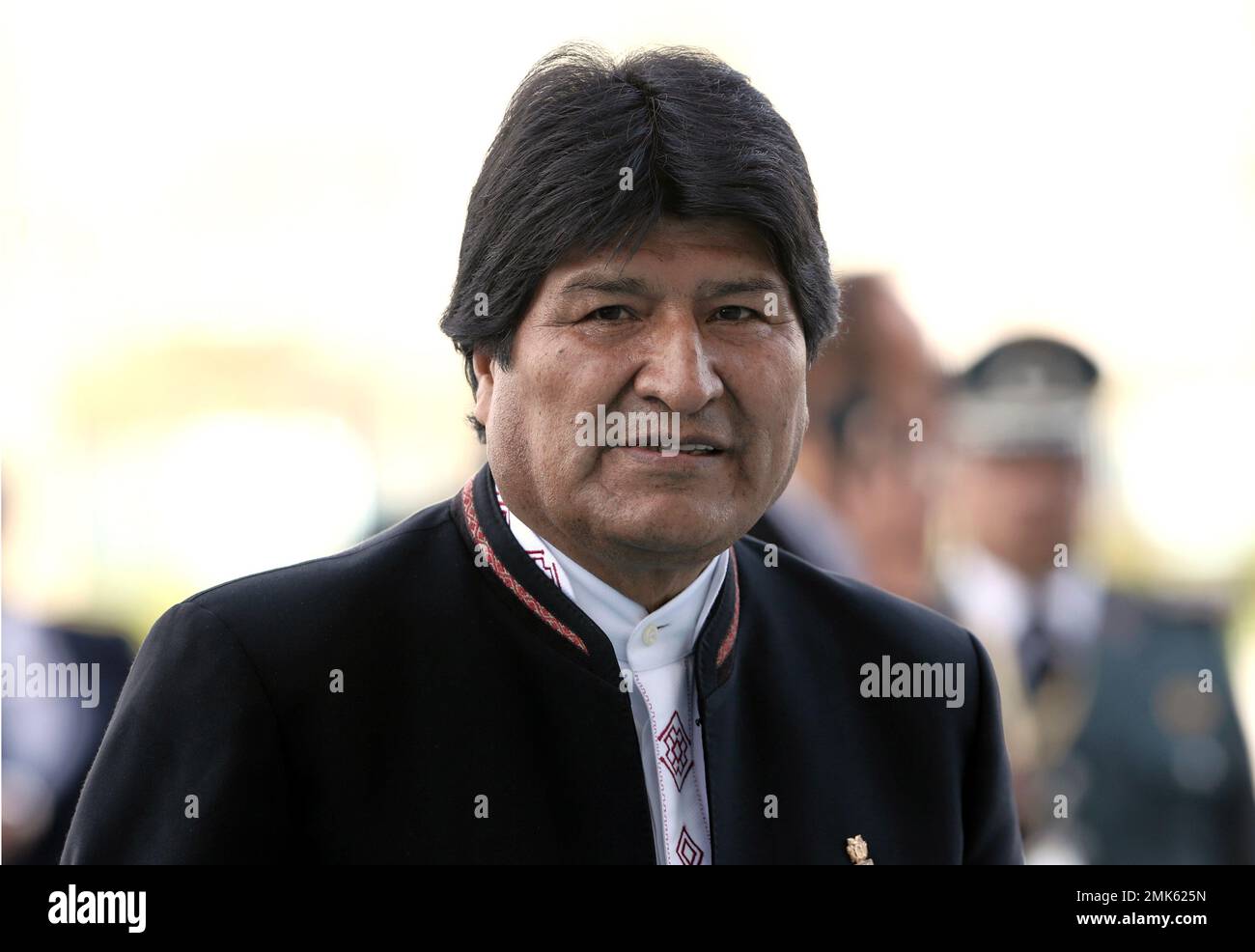 Bolivian President Evo Morales inspects a military honour guard during ...