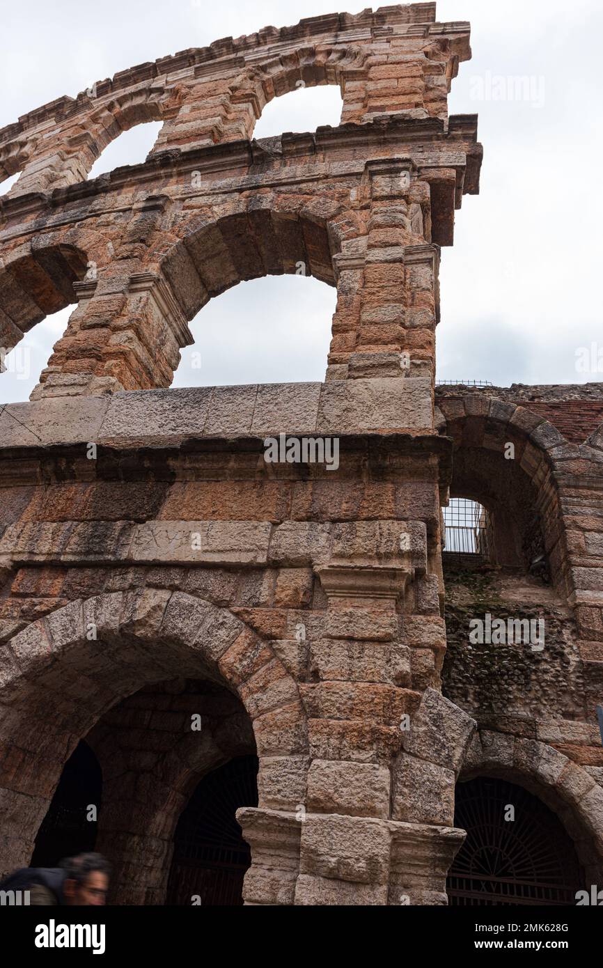 A panoramic view from below of Verona Arena, showcasing its iconic ...