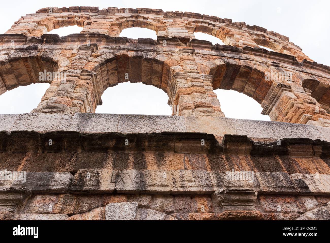 A panoramic view from below of Verona Arena, showcasing its iconic ...
