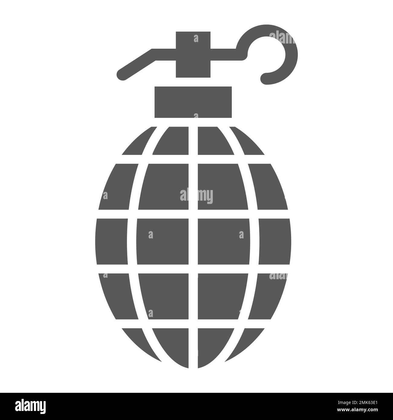 Grenade glyph icon, weapon and army, bomb sign, vector graphics, a ...
