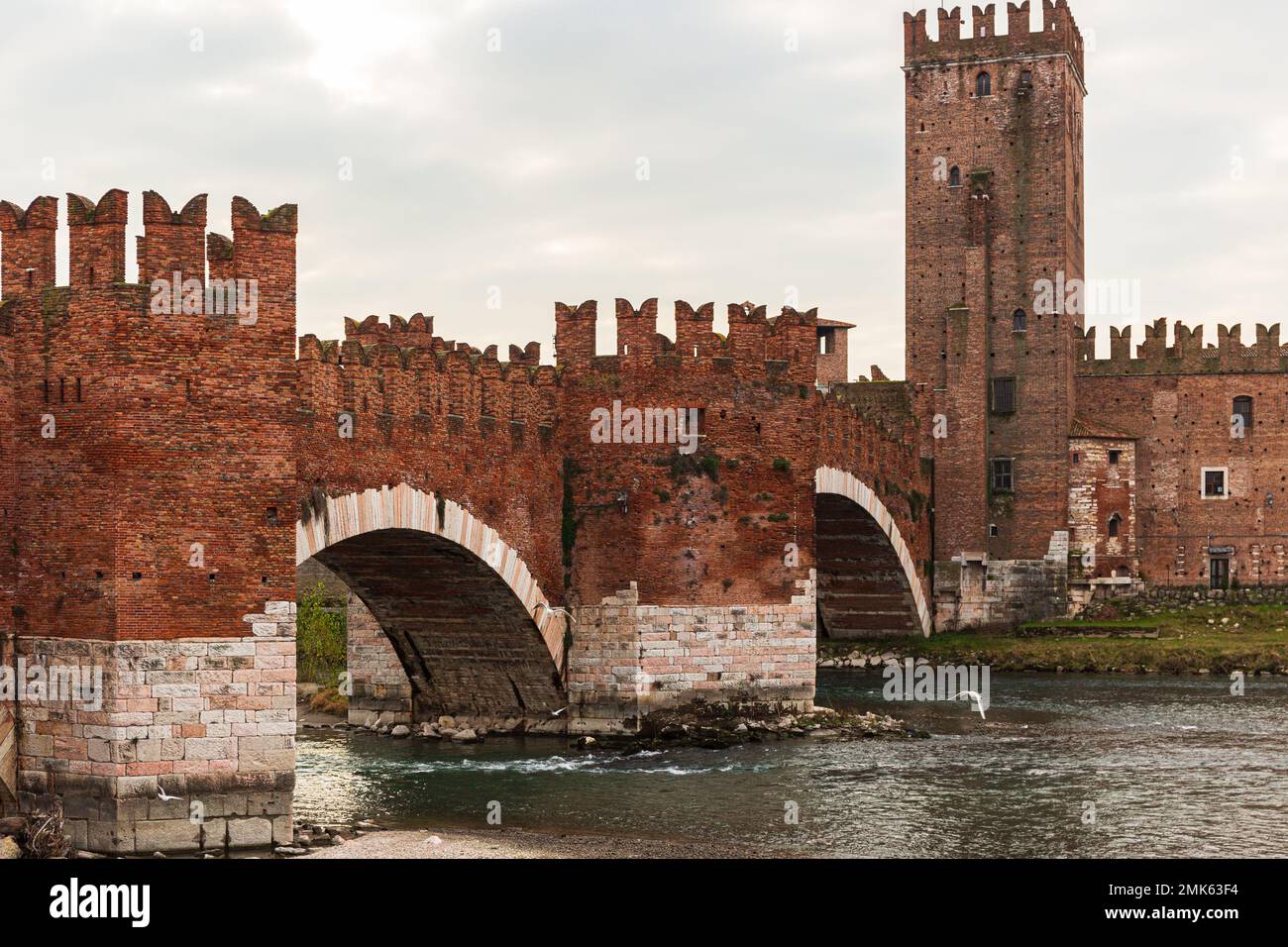 Panoramic view of Castelvecchio Bridge in Verona, Italy showcasing its ...