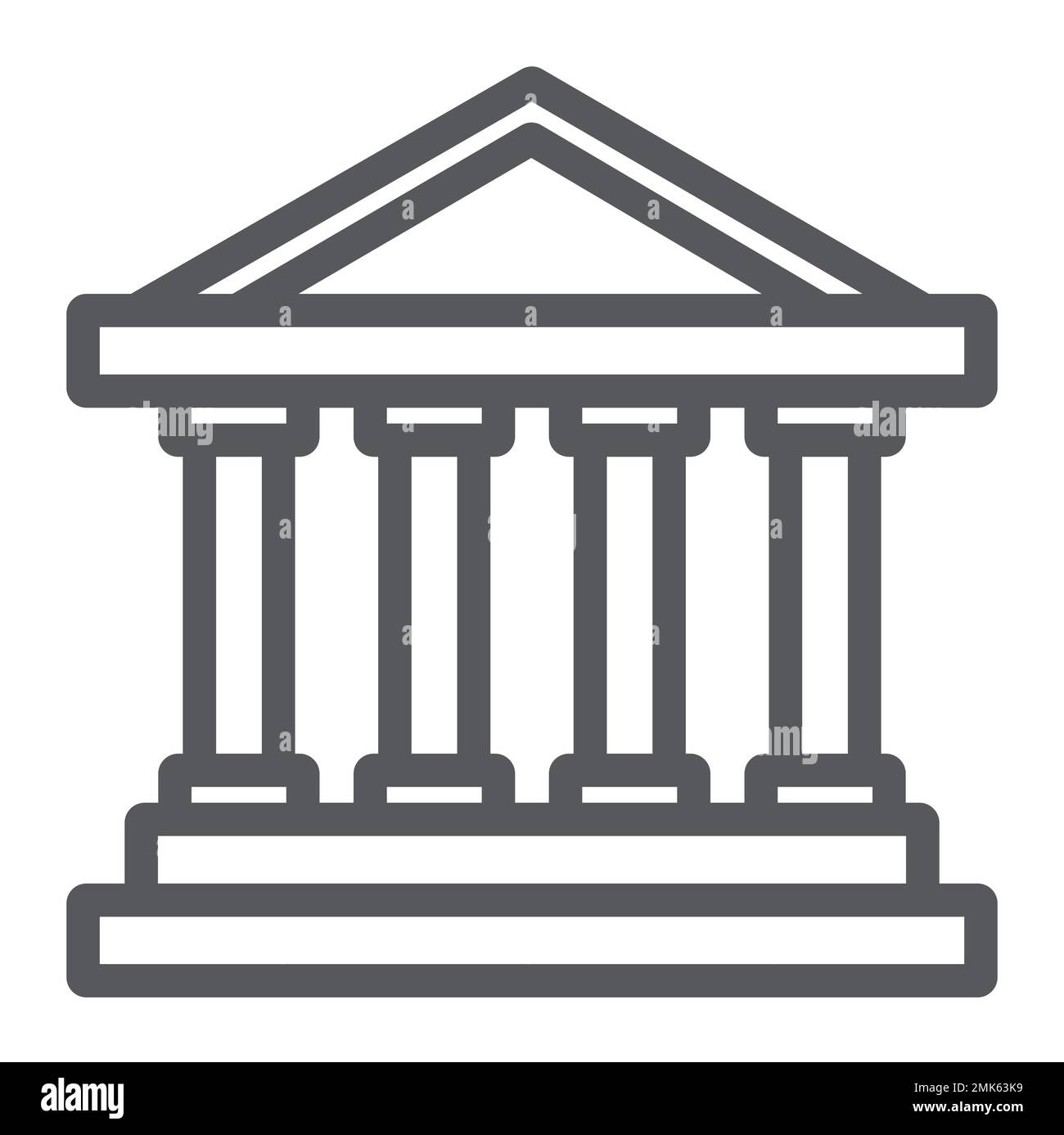 Bank building line icon, architecture and column, house sign, vector ...