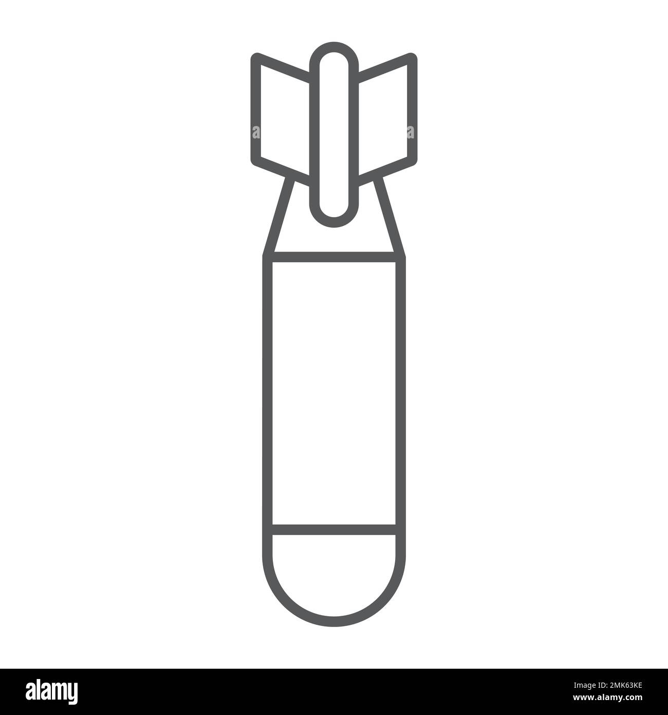 Air bomb thin line icon, weapon and military, missile sign, vector ...