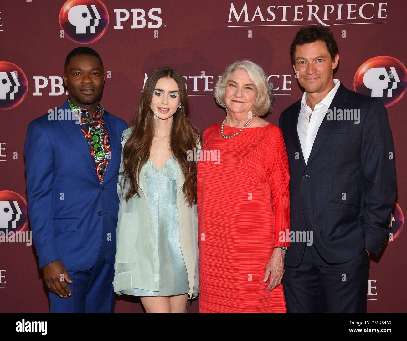 Actors David Oyelowo, left, Lily Collins and Dominic West pose with ...