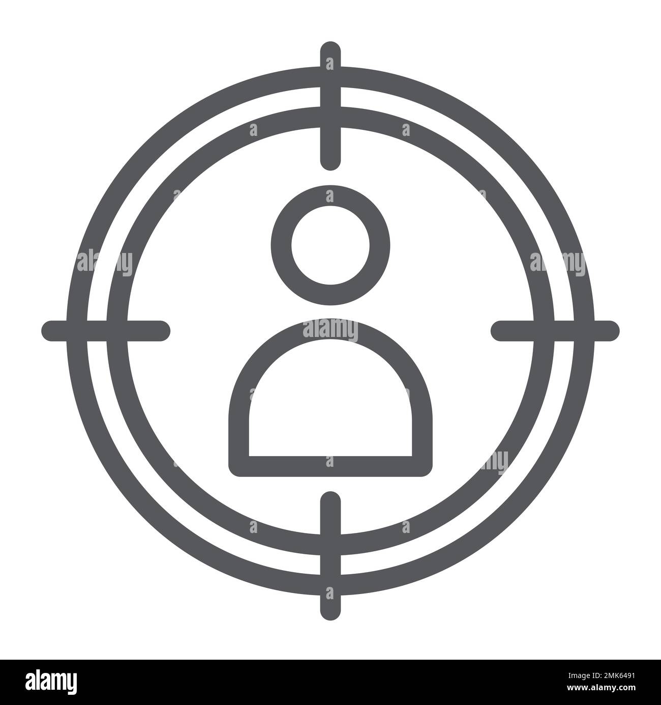 People target line icon, targeting and focus, person in aim sign ...