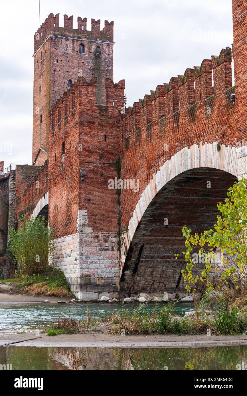 Panoramic view of Castelvecchio Bridge in Verona, Italy showcasing its ...