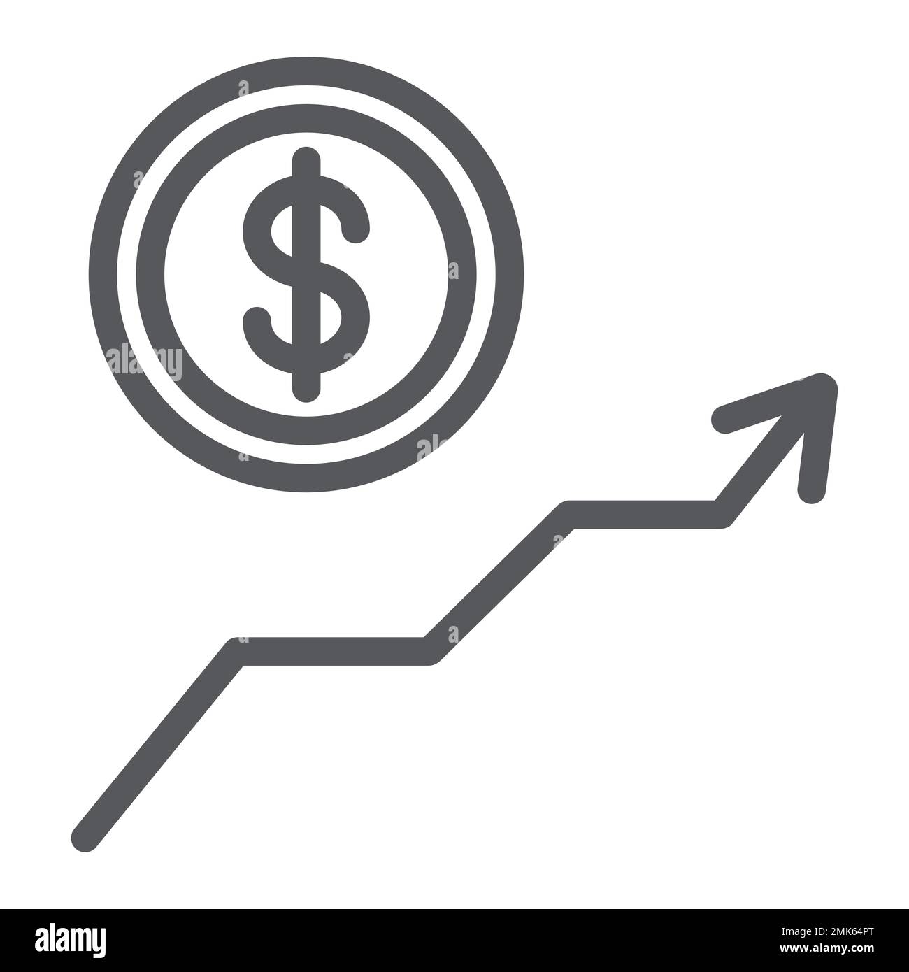 Dollar growth line icon, financial and graph, money increase sign ...