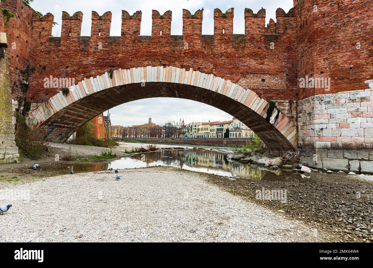 Panoramic view of Castelvecchio Bridge in Verona, Italy showcasing its ...