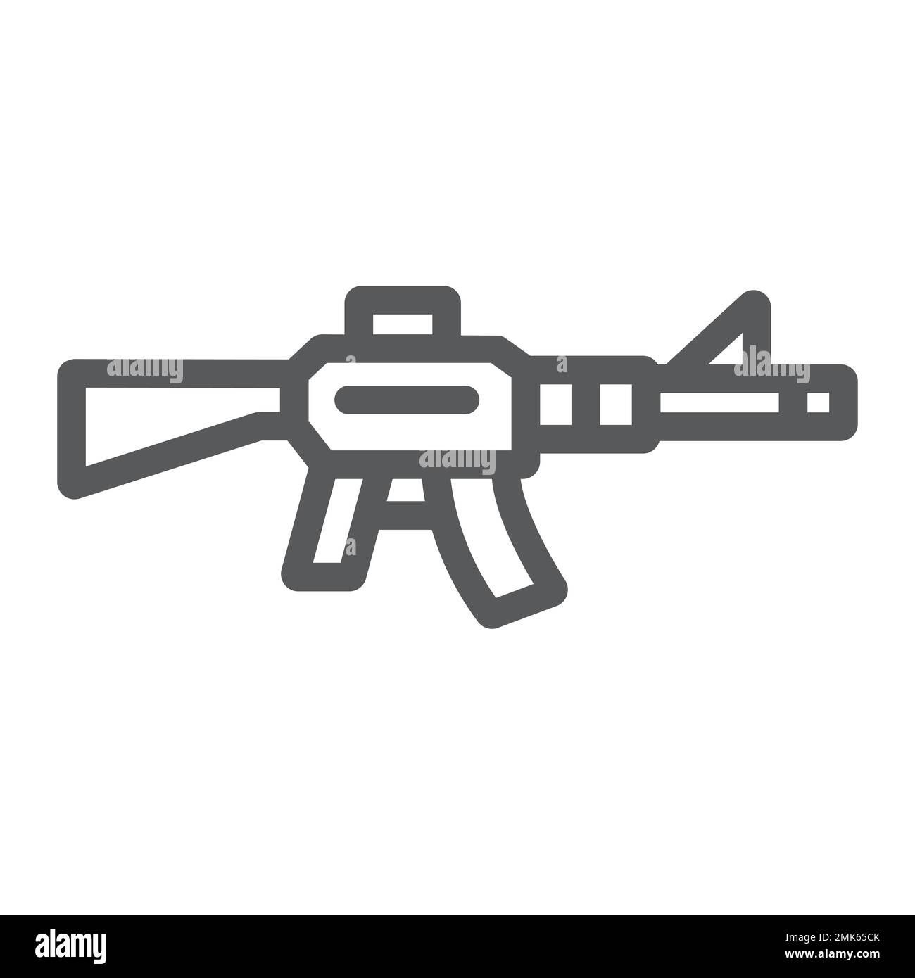 Automatic rifle line icon, army and war, gun sign, vector graphics, a ...