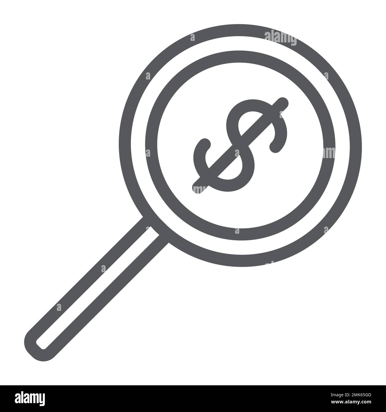Money search line icon, dollar and lens, magnifier sign, vector ...