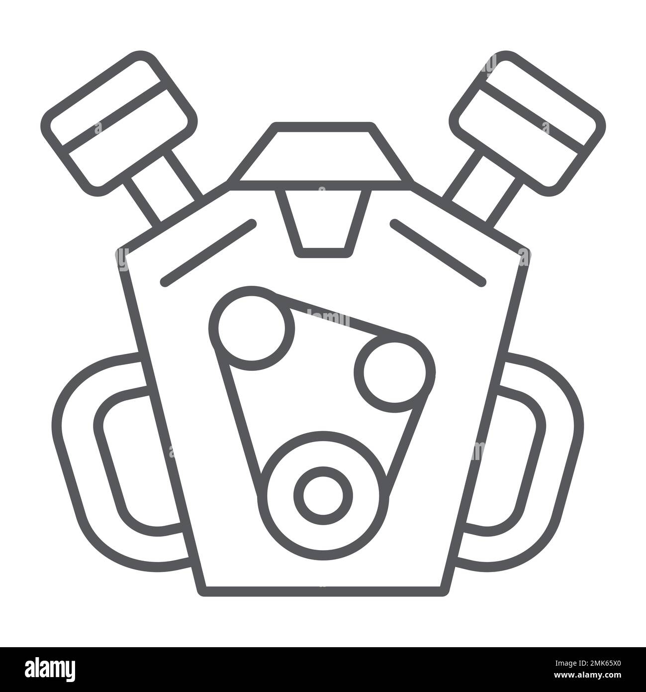 Engine thin line icon, auto and part, motor sign, vector graphics, a ...