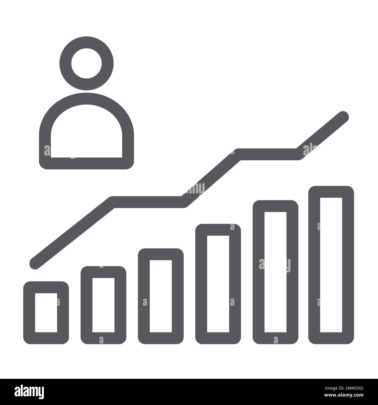 Career growth line icon, increase and diagram, person and chart sign ...