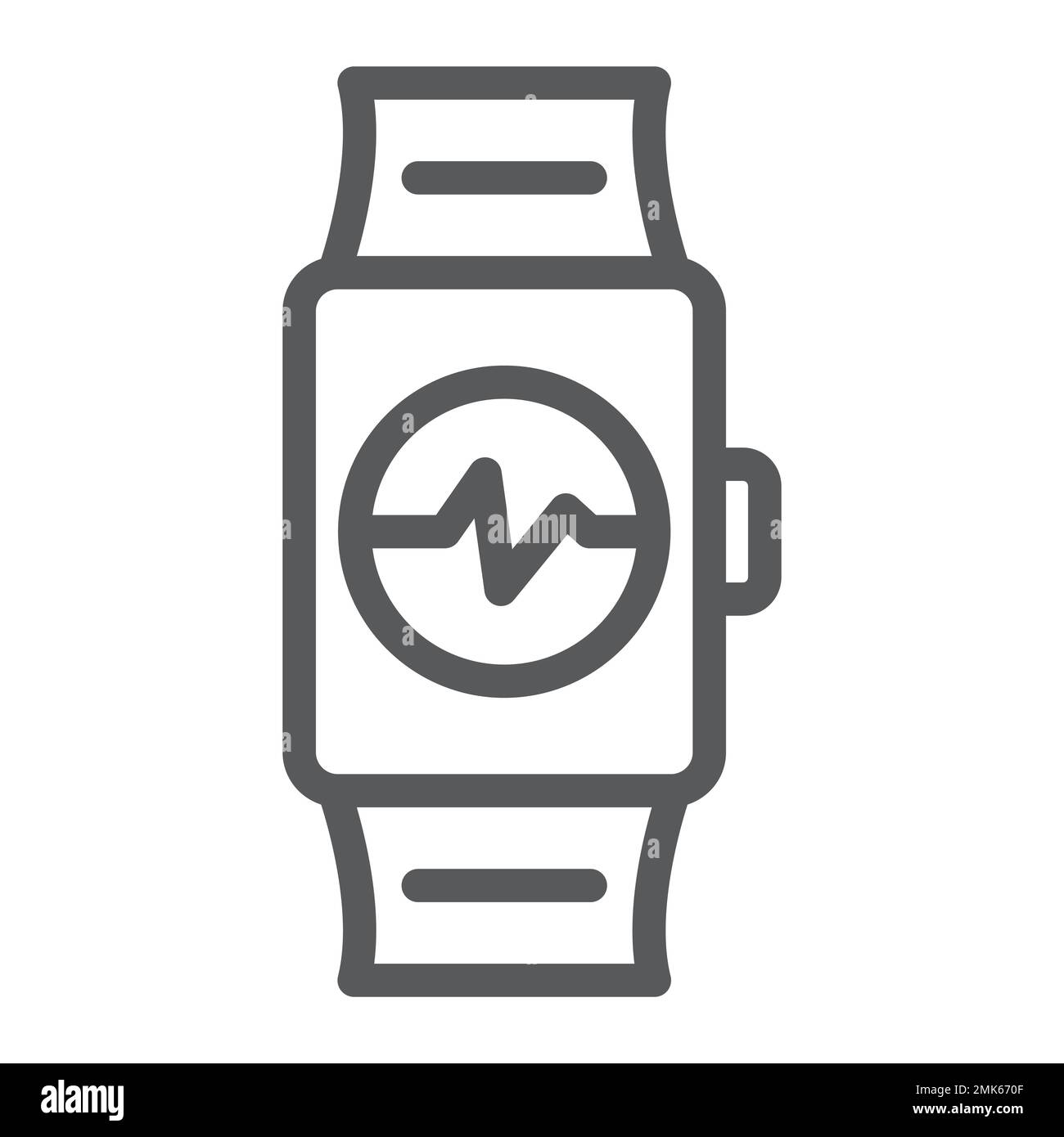 Smart watch line icon, clock and digital, gadget sign, vector graphics, a linear pattern on a ...