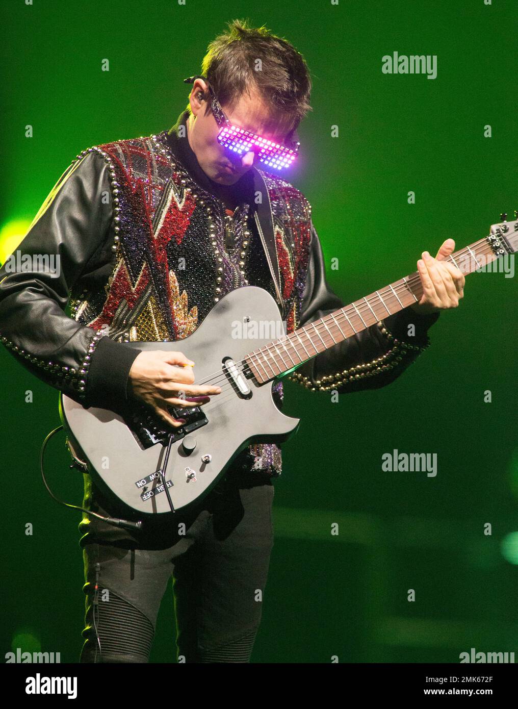 Matt Bellamy of the band Muse performs in concert during their ...