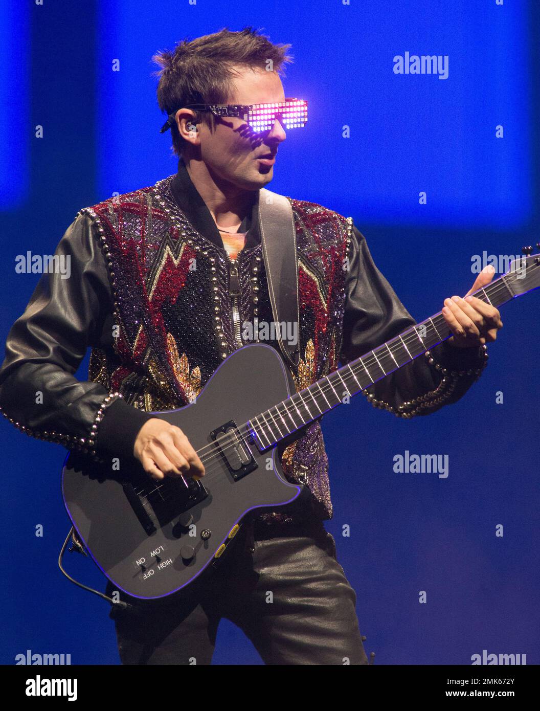 Matt Bellamy of the band Muse performs in concert during their ...