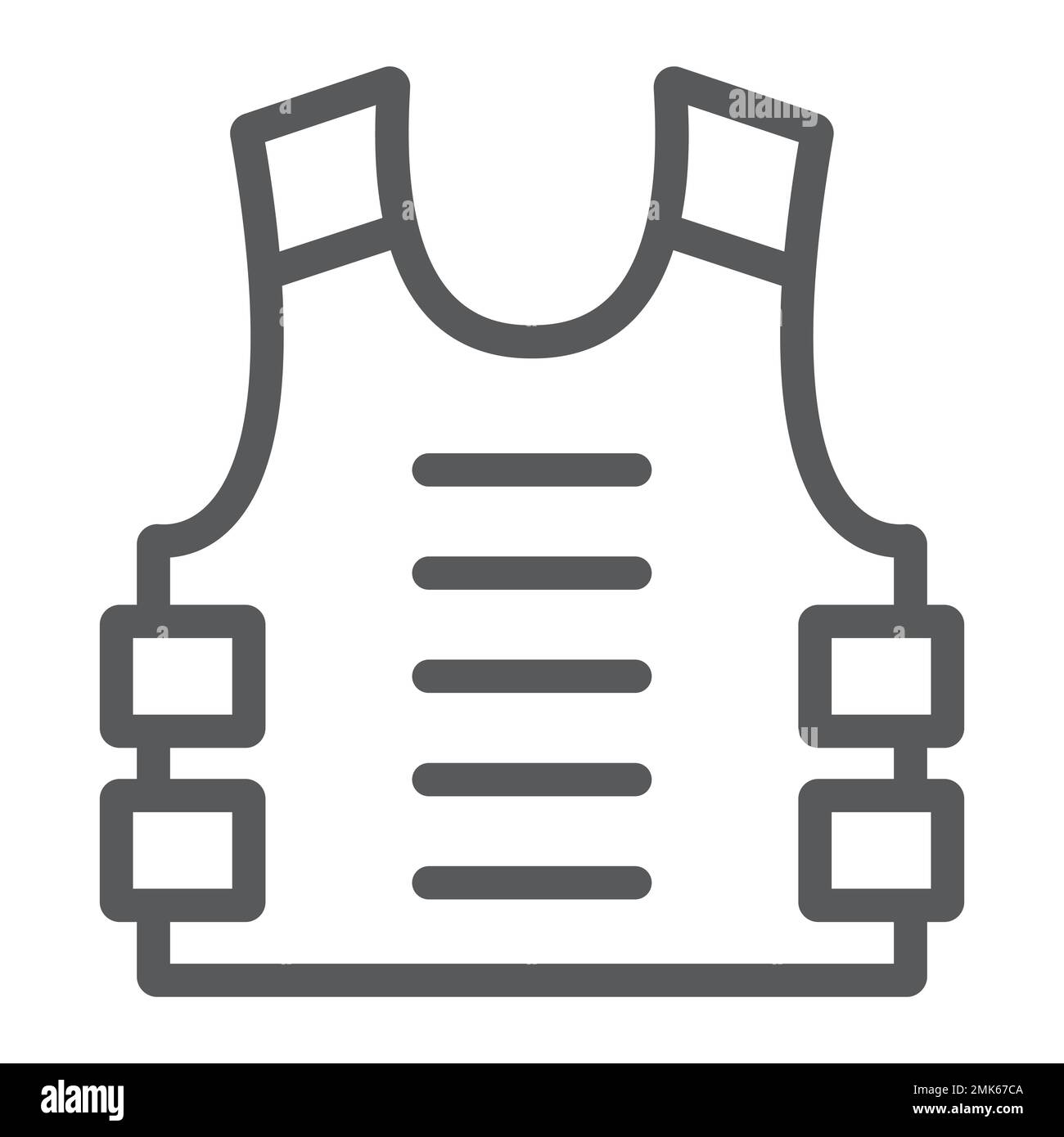 Bulletproof vest line icon, defense and army, uniform sign, vector ...