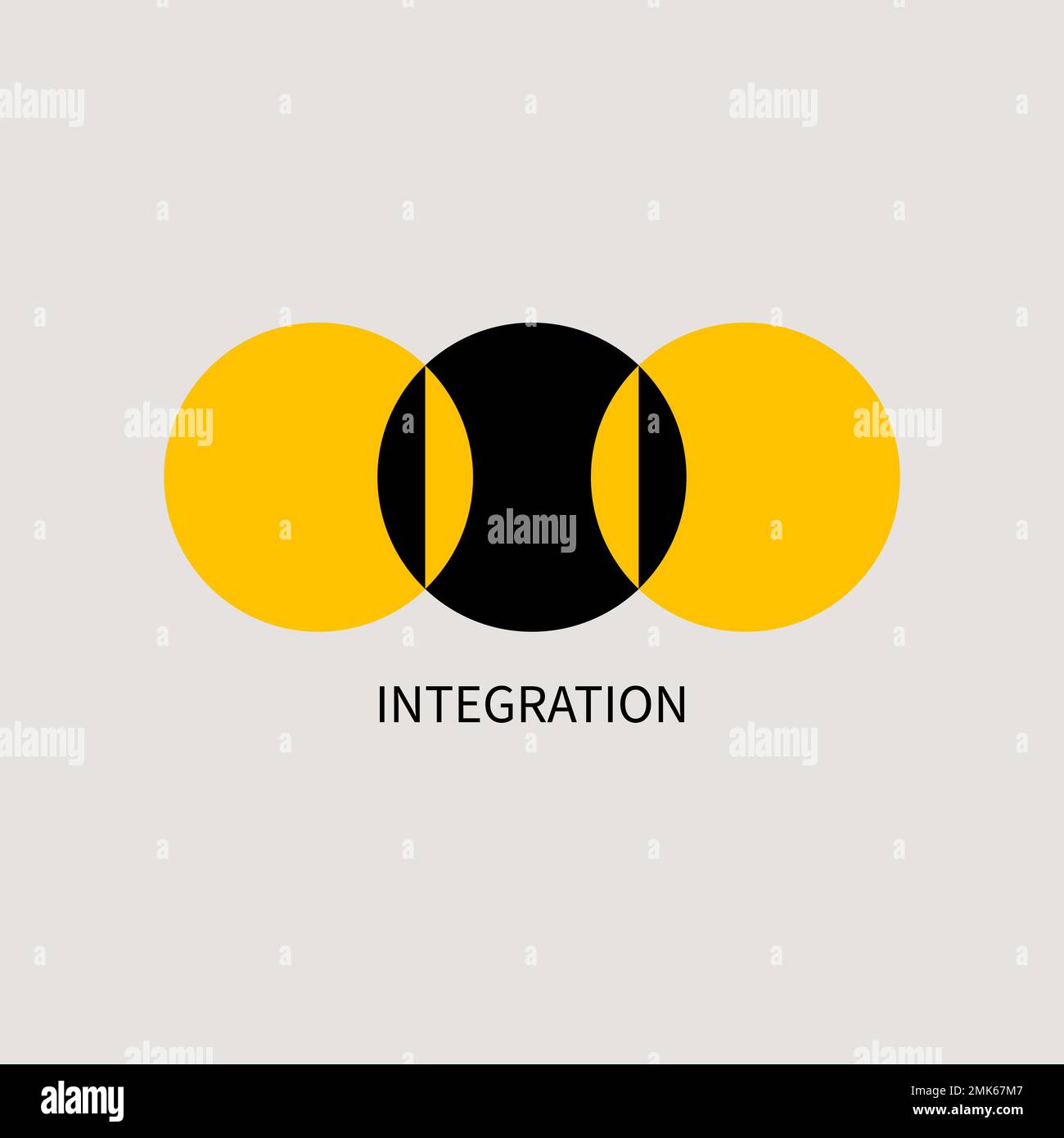 Integration abstract logo, three circles. Round business icon ...