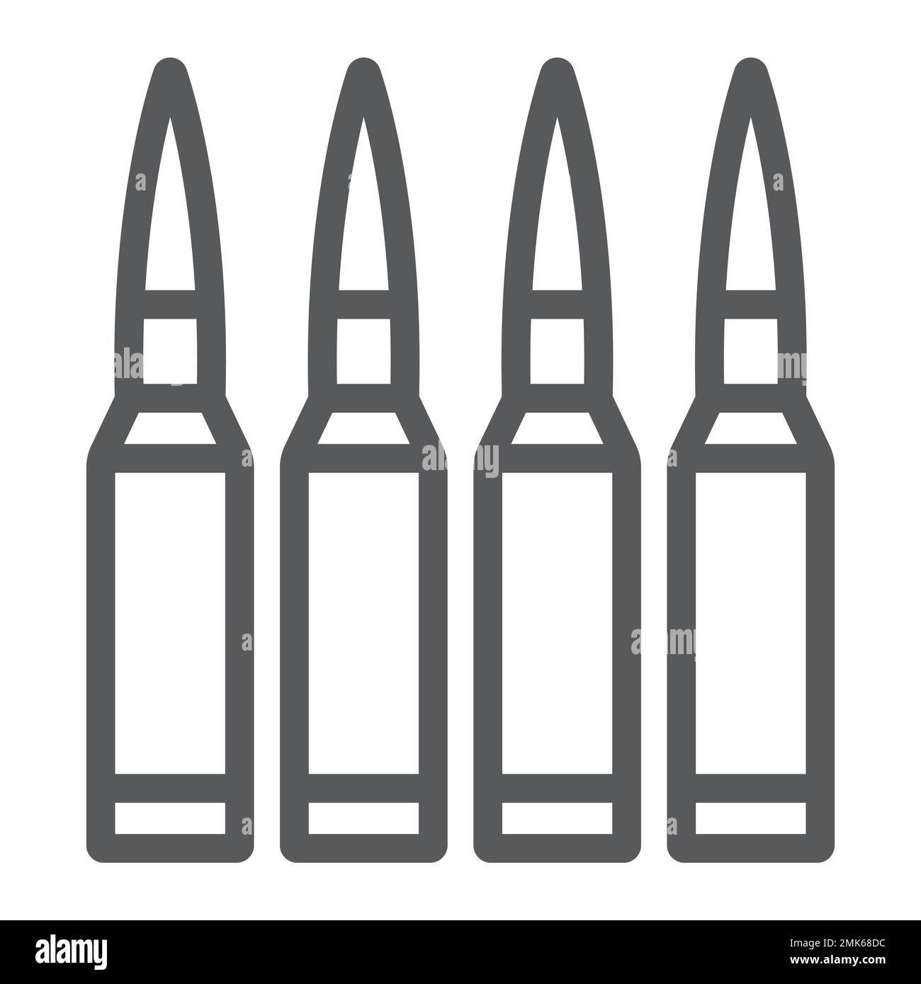 Bullets line icon, ammunition and army, caliber sign, vector graphics ...