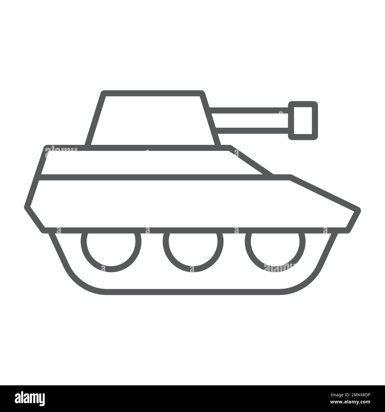 Military tank thin line icon, war and army, vehicle sign, vector ...