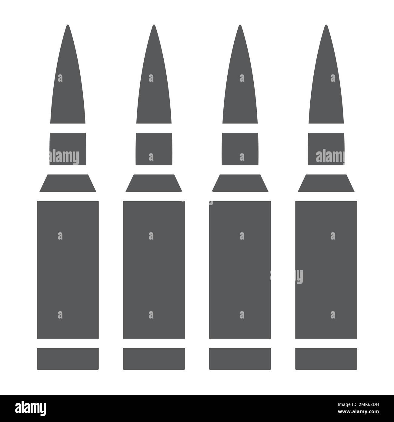 Bullets glyph icon, ammunition and army, caliber sign, vector graphics ...