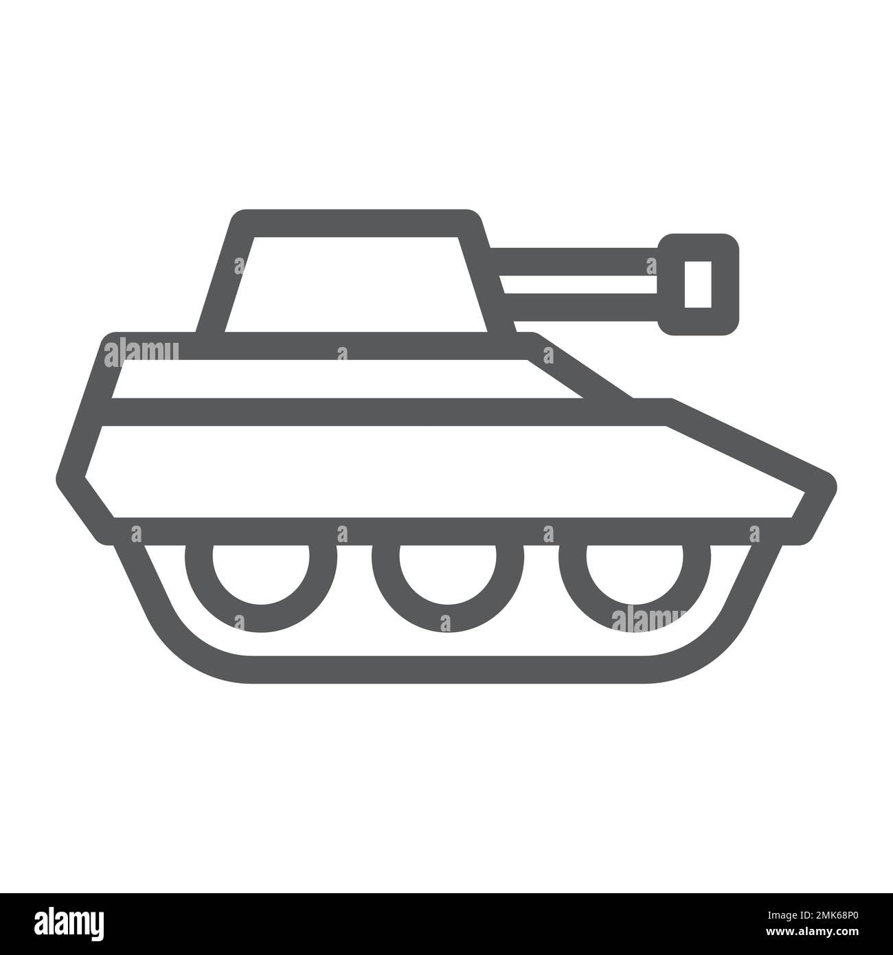 Military tank line icon, war and army, vehicle sign, vector graphics, a ...