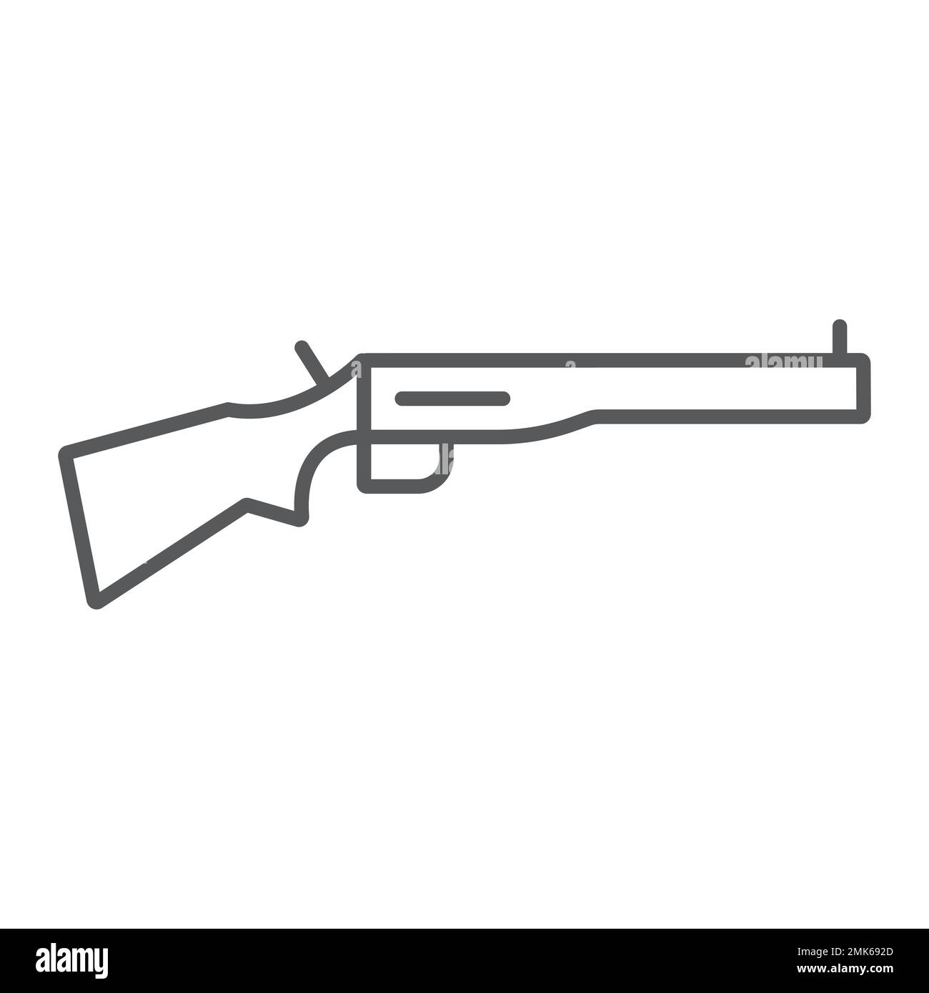 Shotgun thin line icon, weapon and military, rifle sign, vector ...