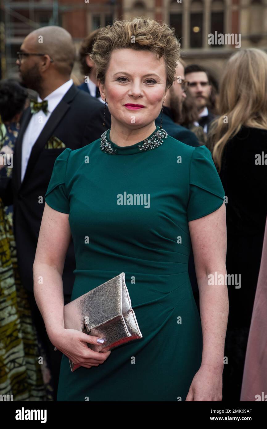 Monica Dolan poses for photographers upon arrival at the Olivier Awards ...
