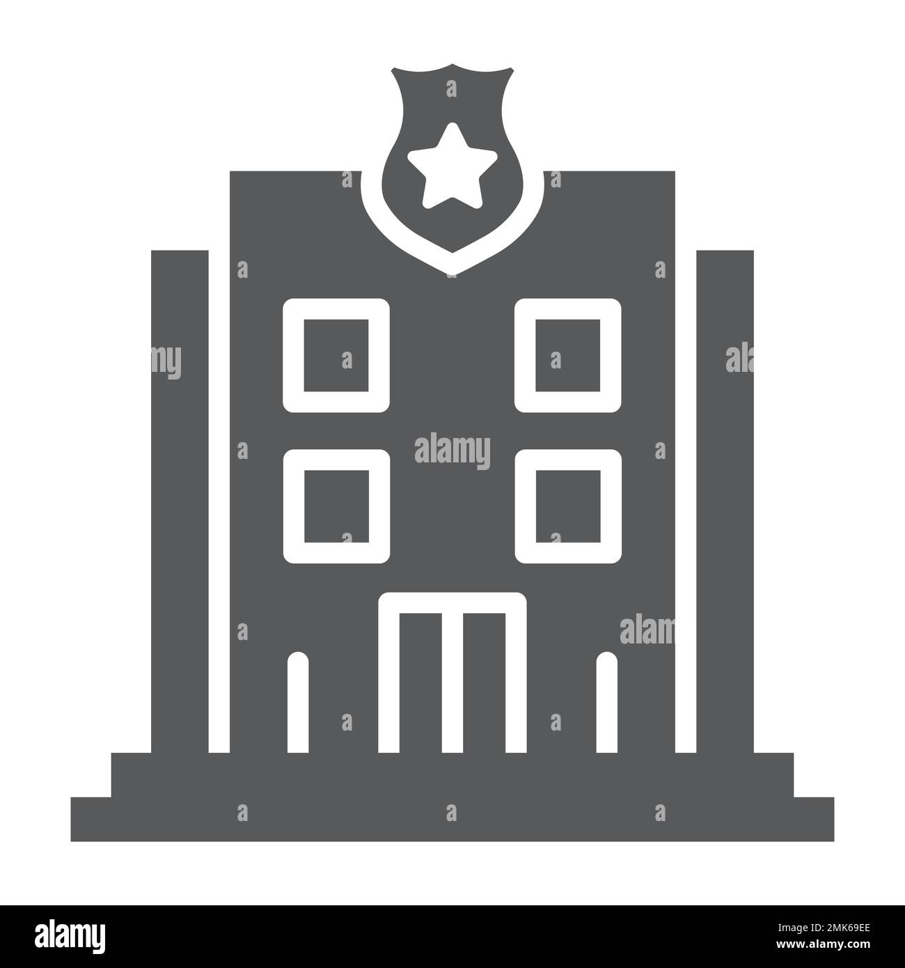 Police station glyph icon, police and building, police department sign ...