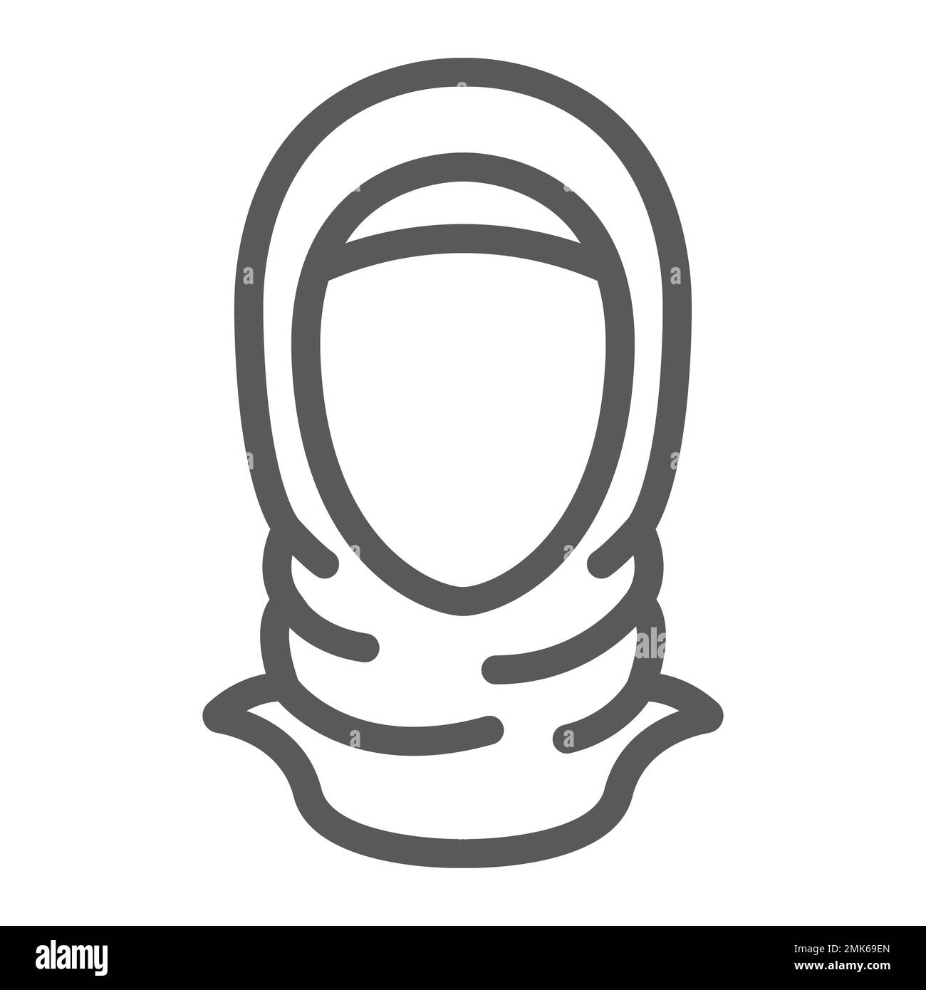 Hijab line icon, arab and woman, islam girl sign, vector graphics, a ...