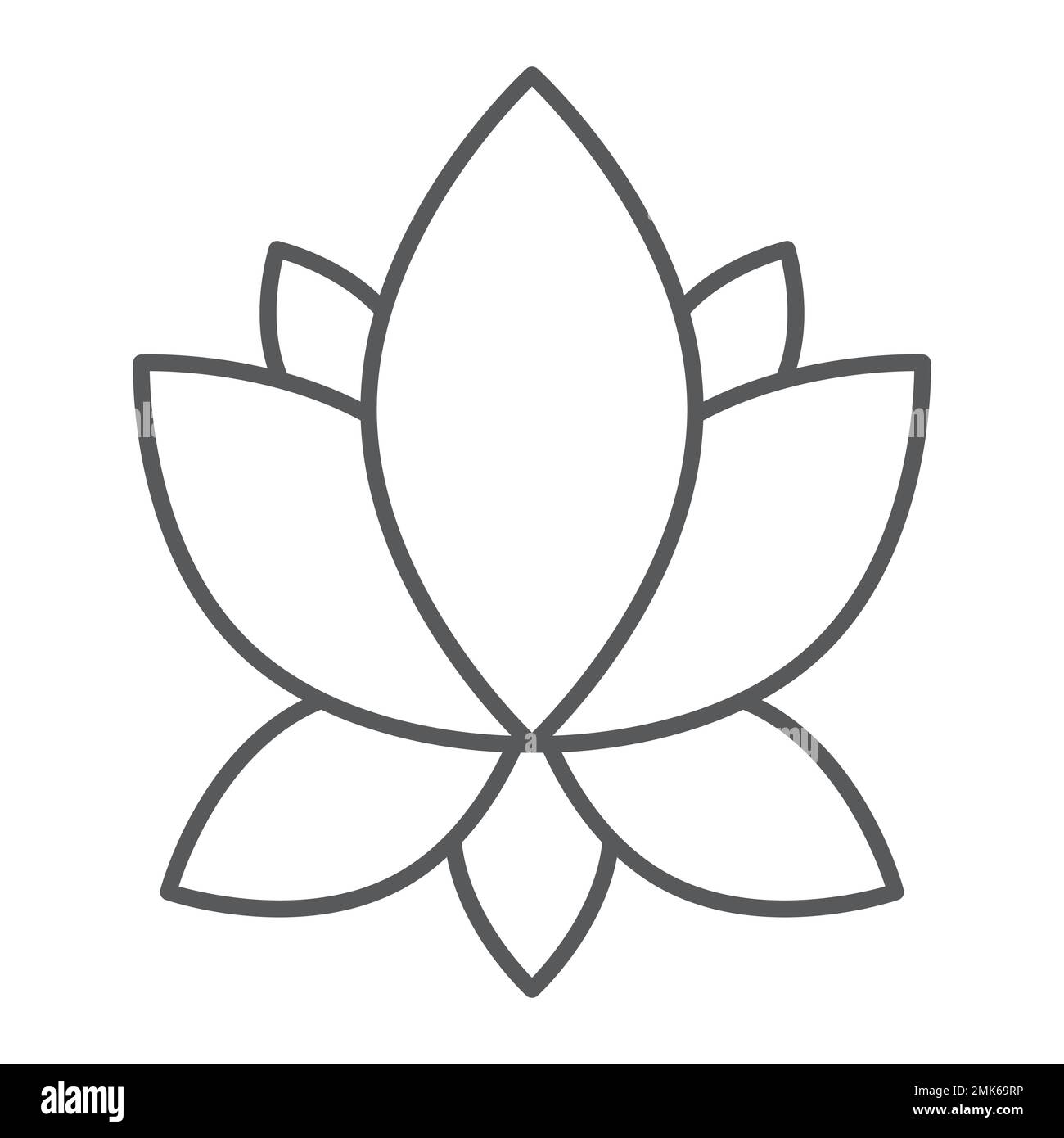 Yoga thin line icon, flower and health, lotus sign, vector graphics, a ...