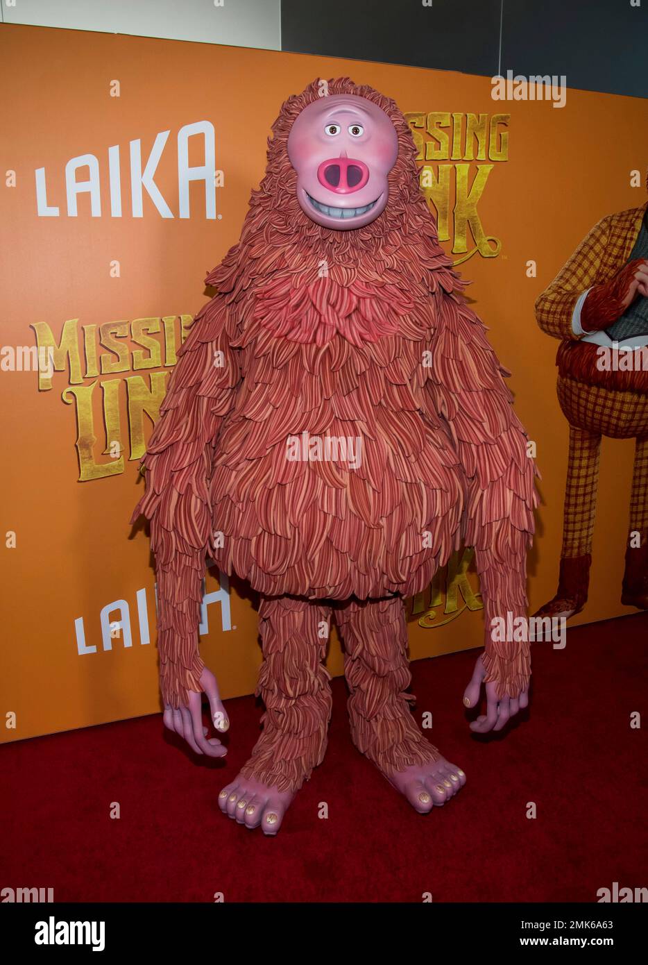 Mr. Link costumed character attends the premiere of "Missing Link" at ...