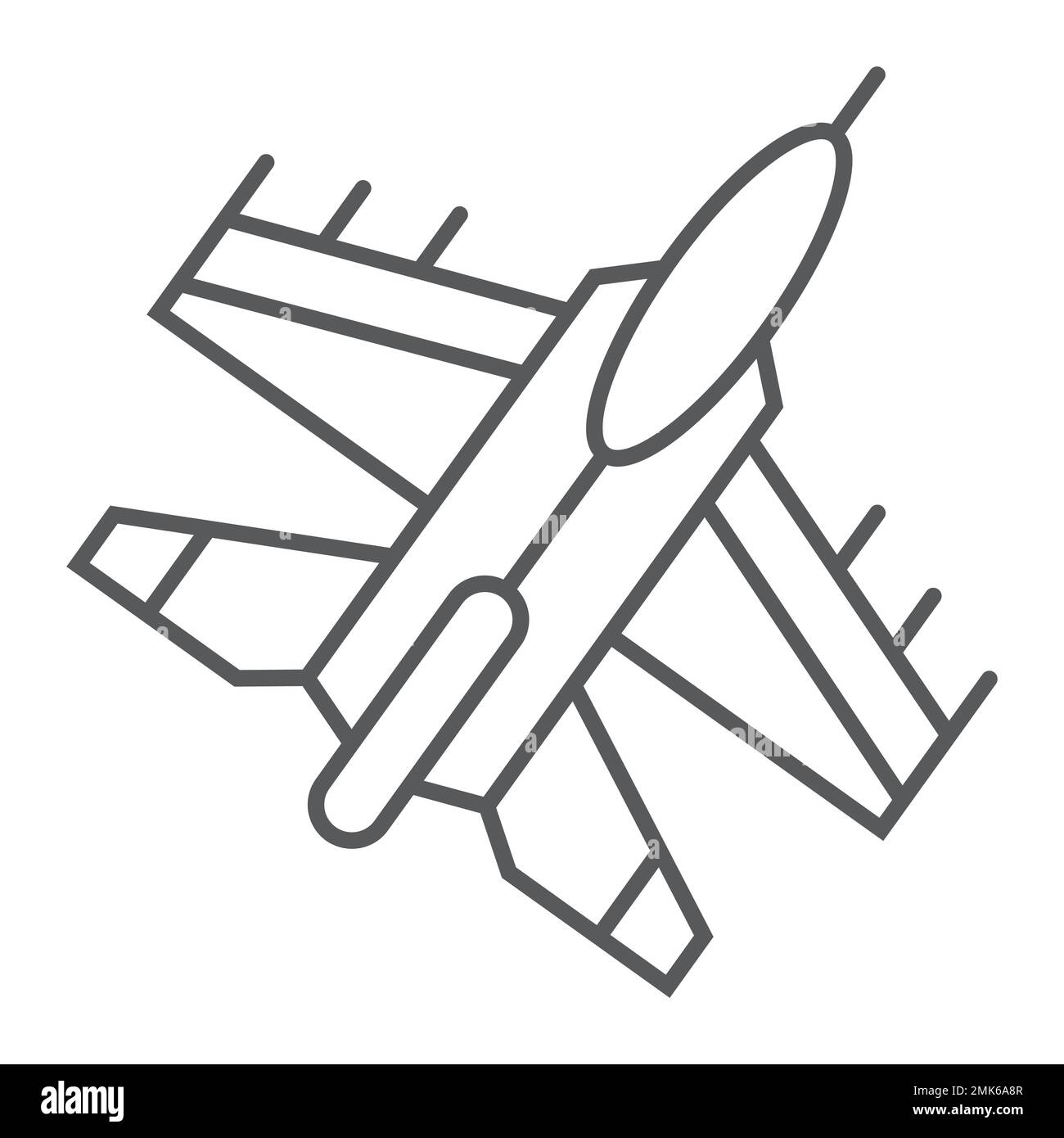 Jet fighter thin line icon, air and army, airplane sign, vector ...