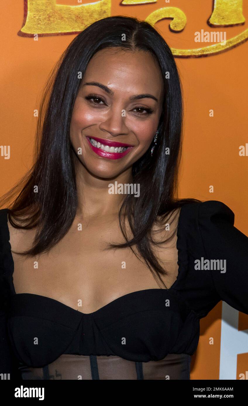 Zoe Saldana attends the premiere of "Missing Link" at Regal Cinemas ...