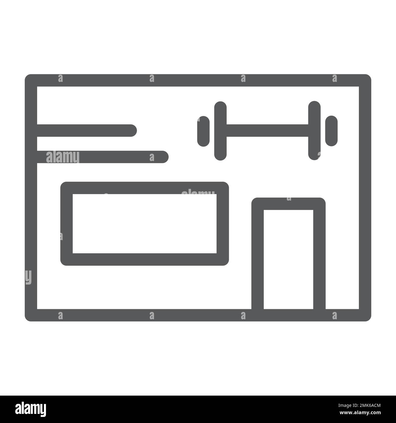 Gym line icon, athletic and sport, building sign, vector graphics, a ...