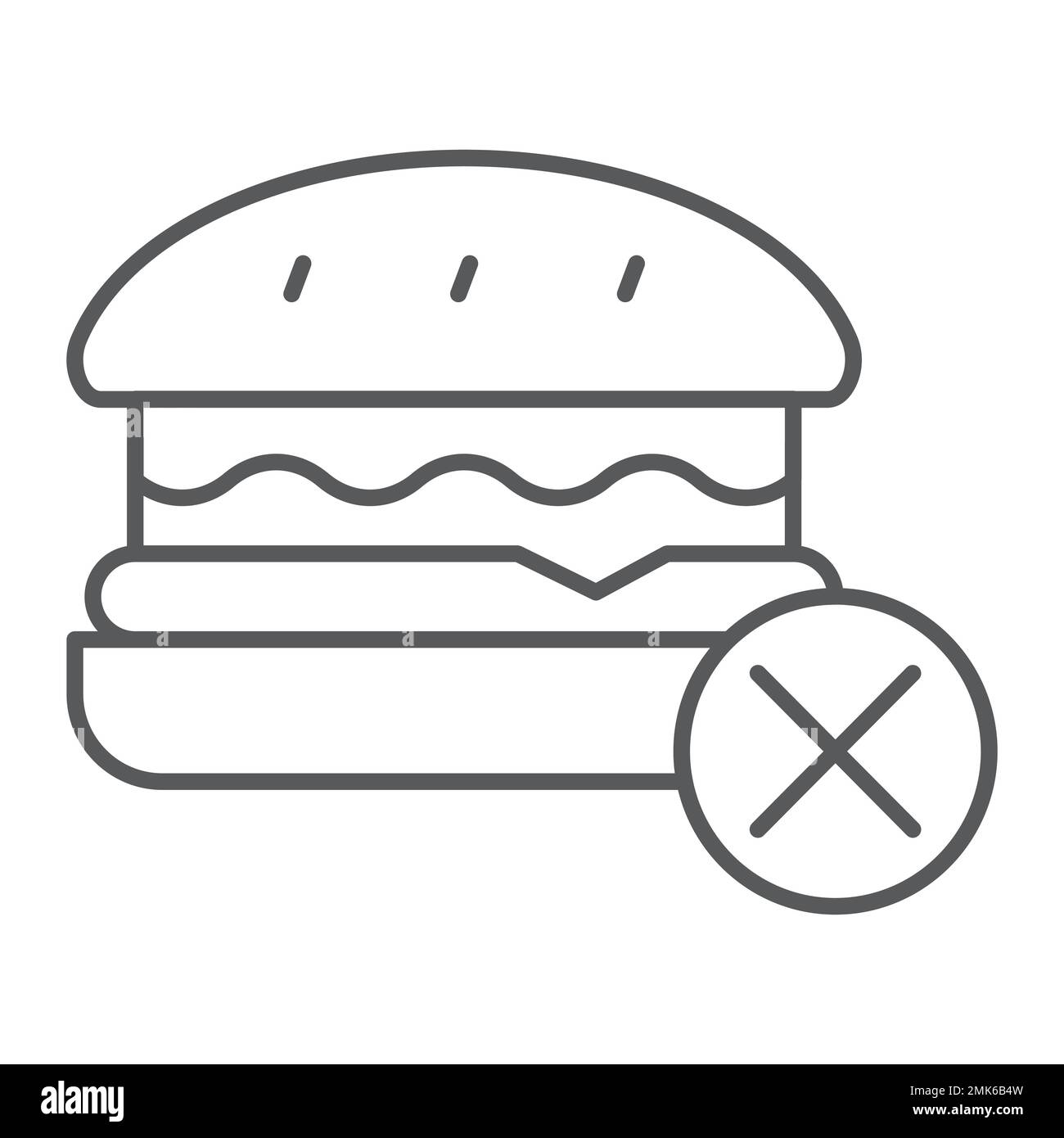 No fast food thin line icon, food and stop, burger sign, vector ...